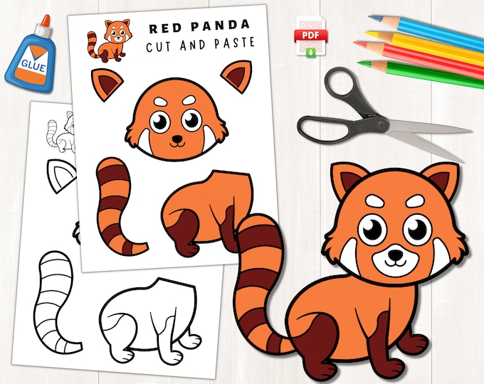 Red Panda Paper Craft Printable Asian Animal Finger Puppet Kids Craft ...