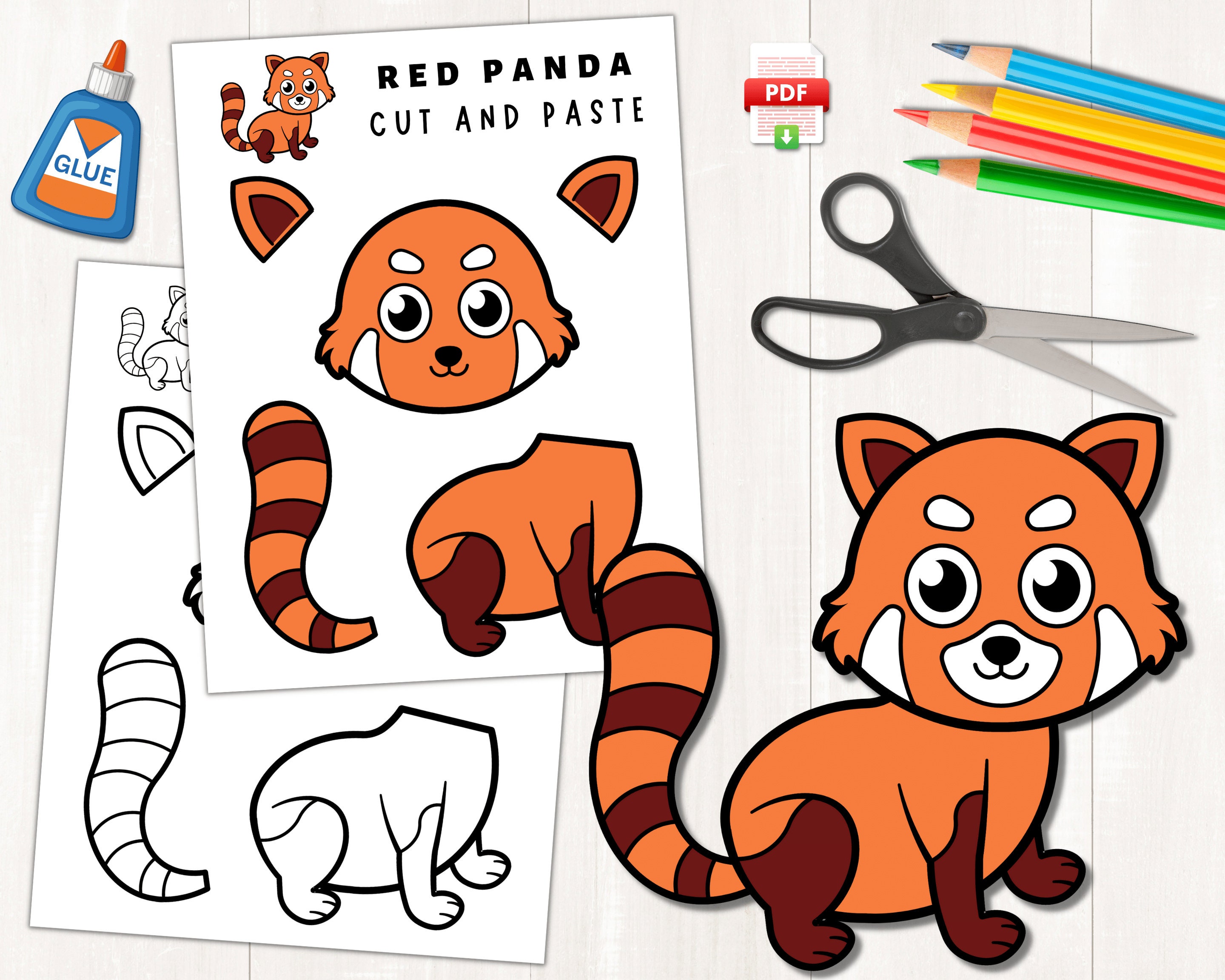 Build a Red Panda Craft Forest Animal Craft Color, Cut, and Glue ...