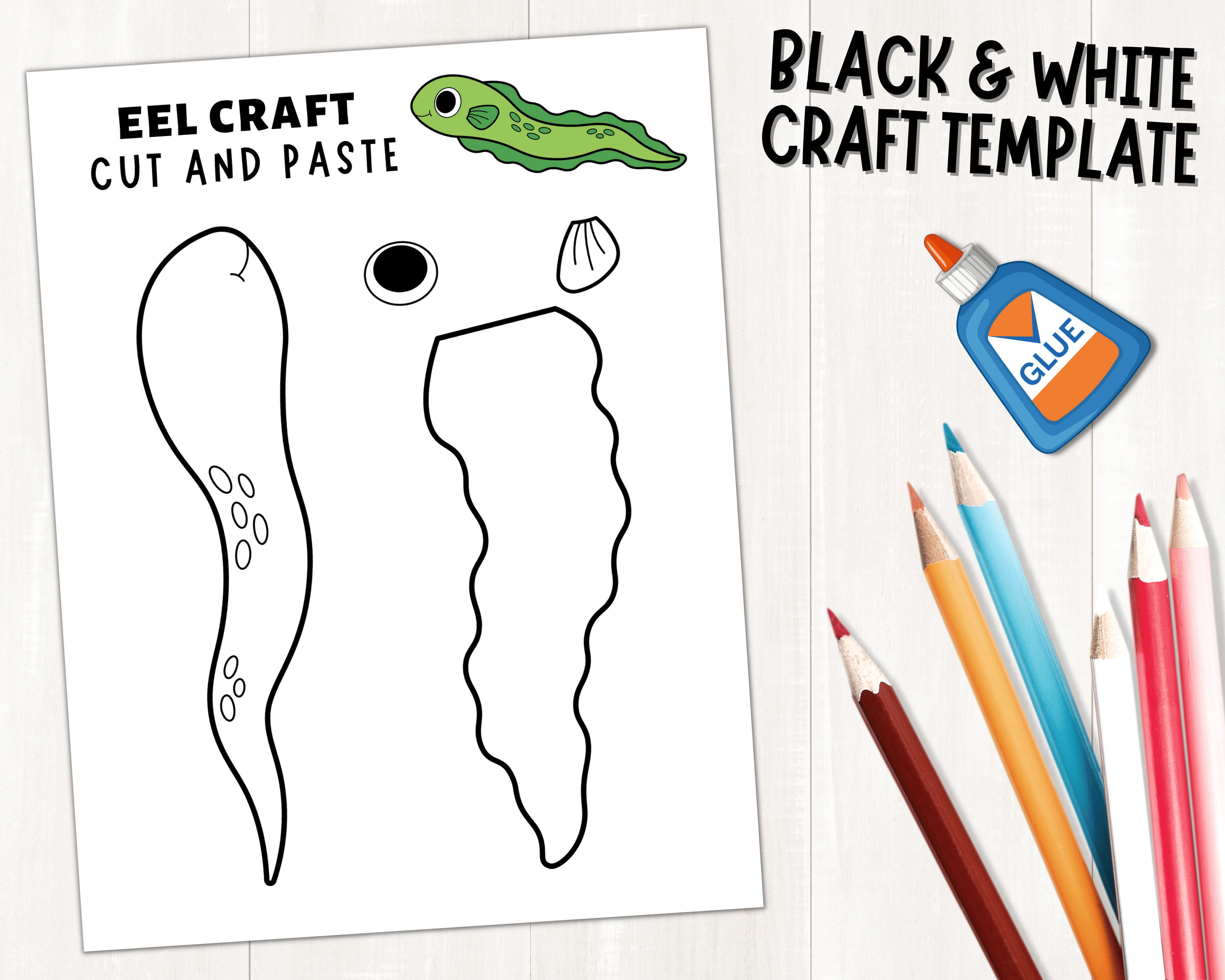 Eel Craft Template for Kids | Sea Life Activities | Ocean Animal Craft ...