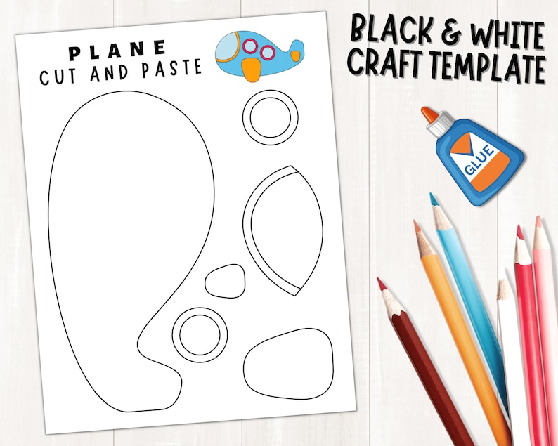 Printable Plane Craft Template for Kids | Transportation Crafts | Color ...