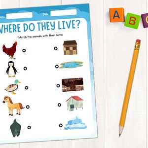 Animals and Their Homes Matching Activity, Animals Printable Worksheets ...