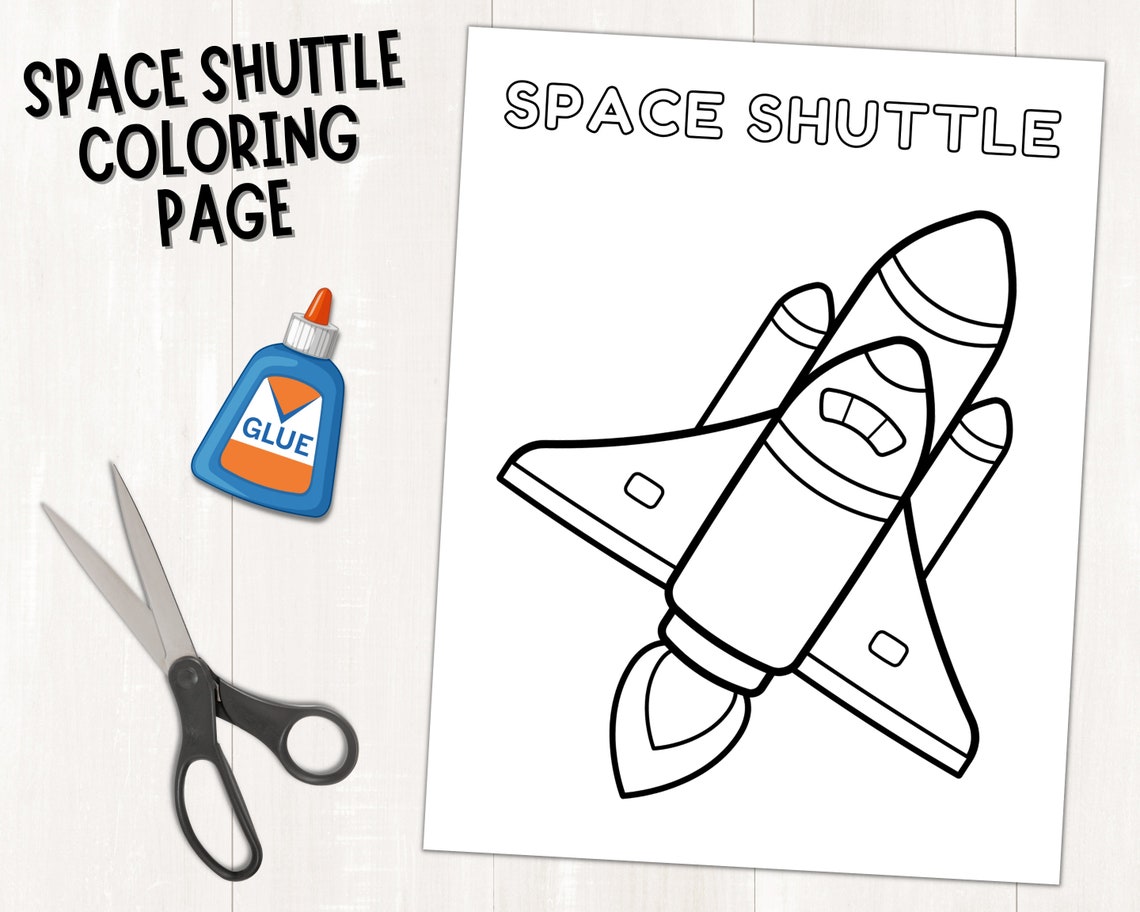 Printable Space Shuttle Craft for Kids Outer Space Activity Color, Cut ...