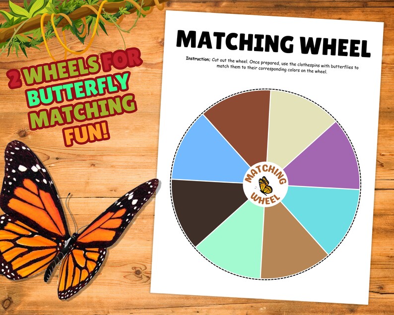 Butterfly Color Matching Wheel Activity | Butterfly Color Game | Spring ...