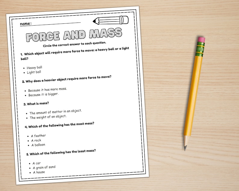 Force and Motion Worksheets Types of Forces Science Activities 2nd to ...