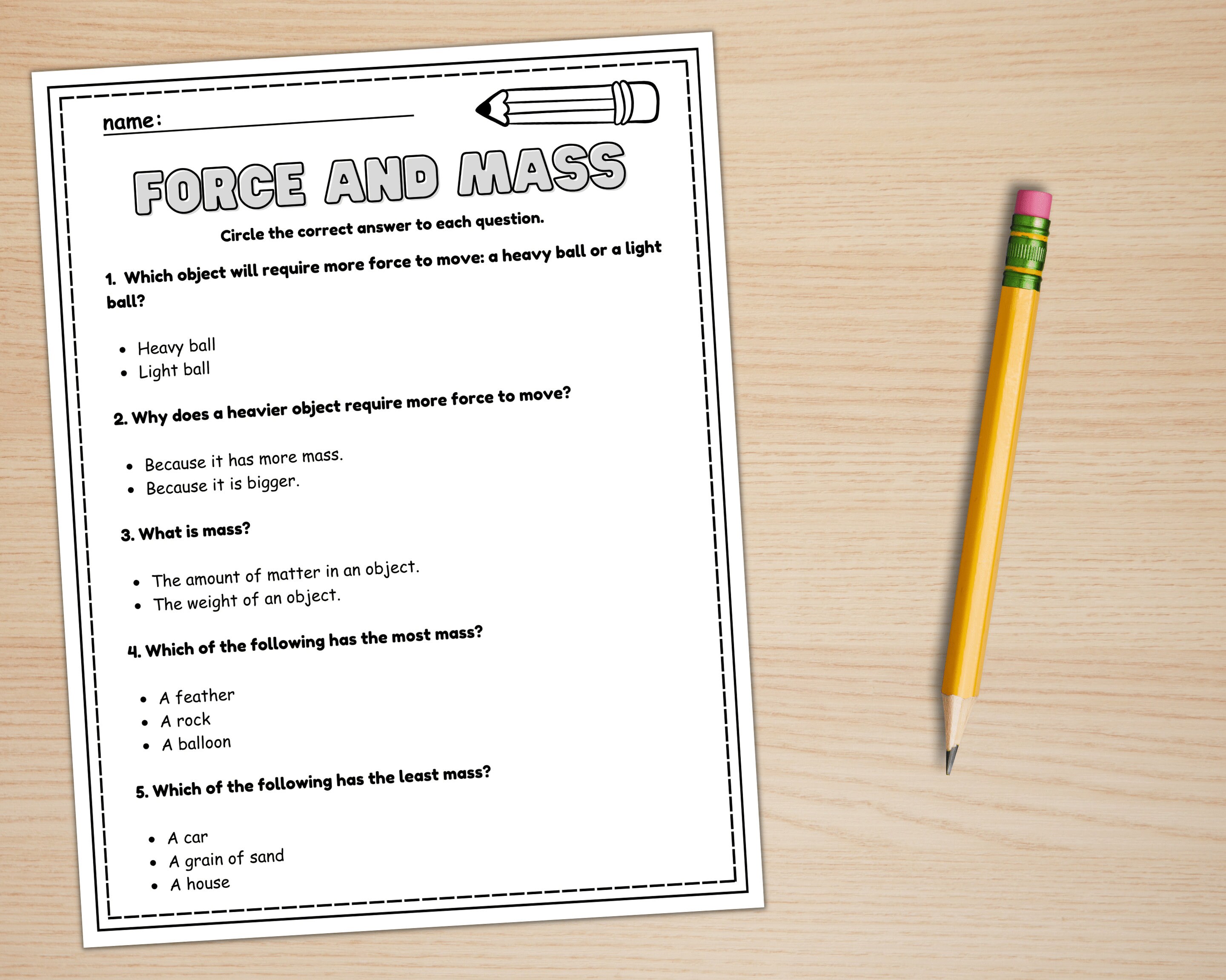 Force and Motion Worksheets | Types of Forces | Science Activities ...