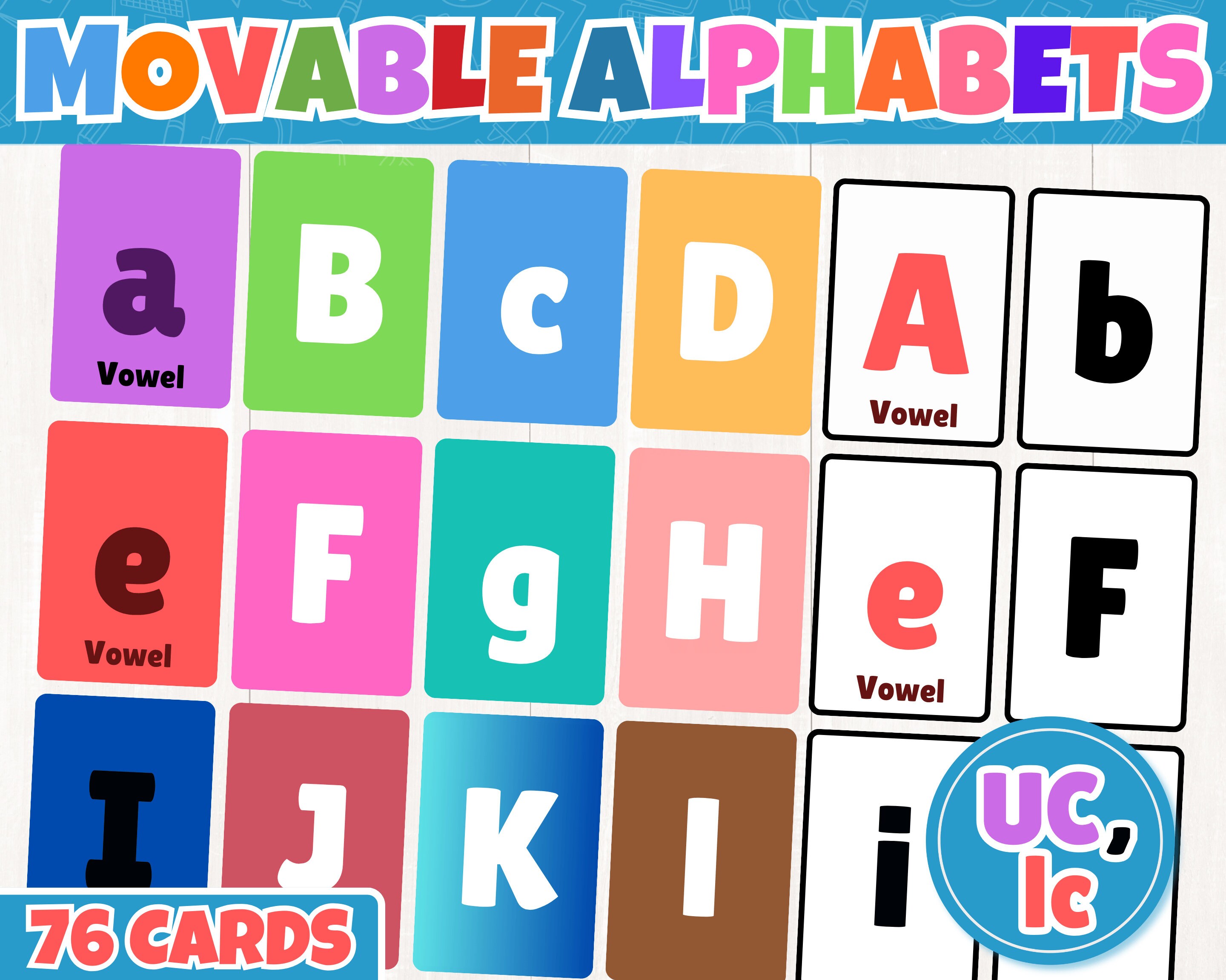 Montessori Moveable Alphabet: Uppercase & Lowercase Letters With ...