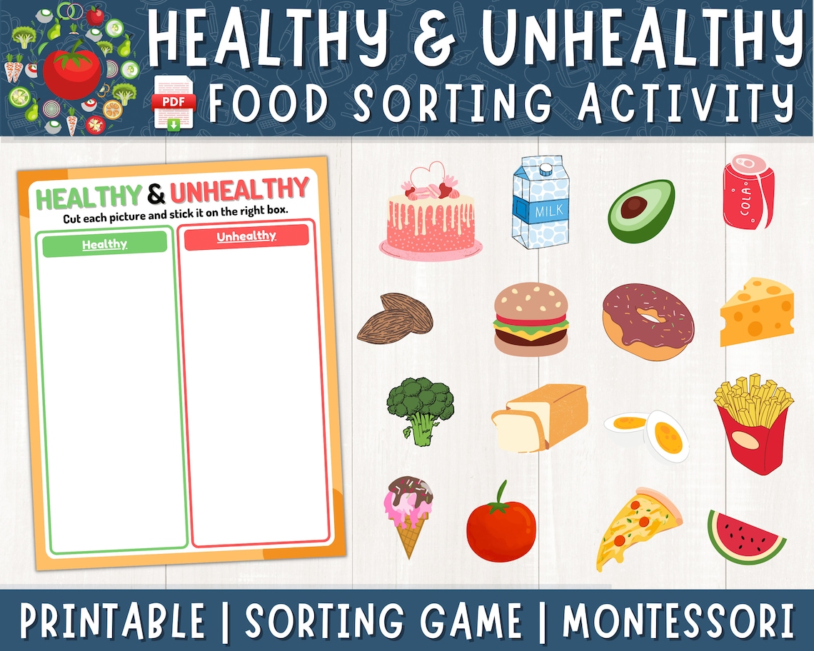 Food Groups Sorting Activity | Printable | Healthy Vs Unhealthy Food ...