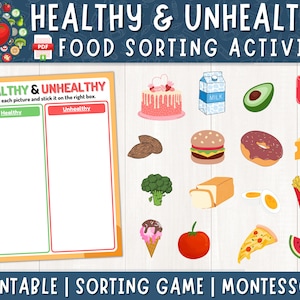 Food Groups Sorting Activity | Printable | Healthy Vs Unhealthy Food ...