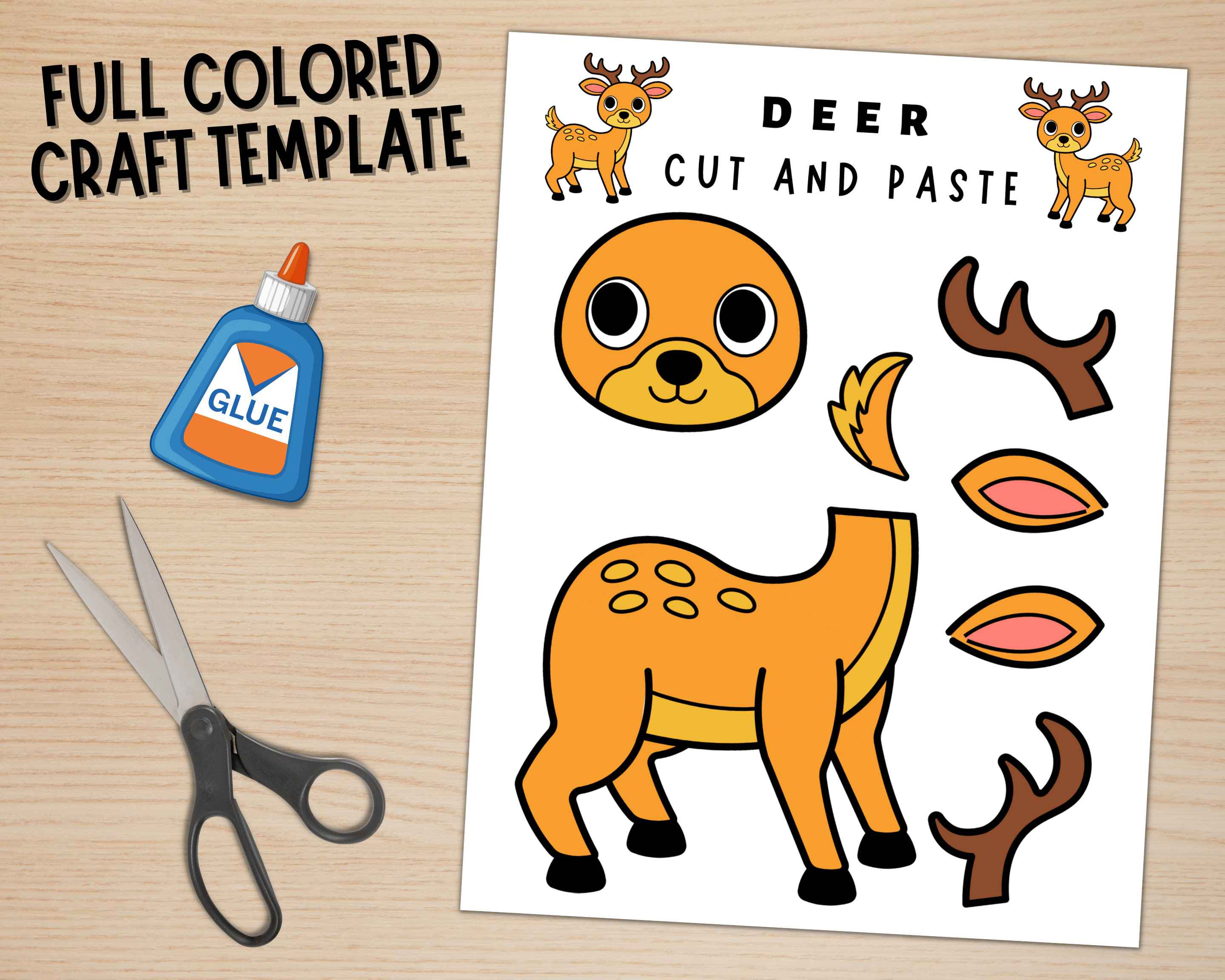 Printable Deer Craft Template | Forest Animal Crafts | Farm Animals ...