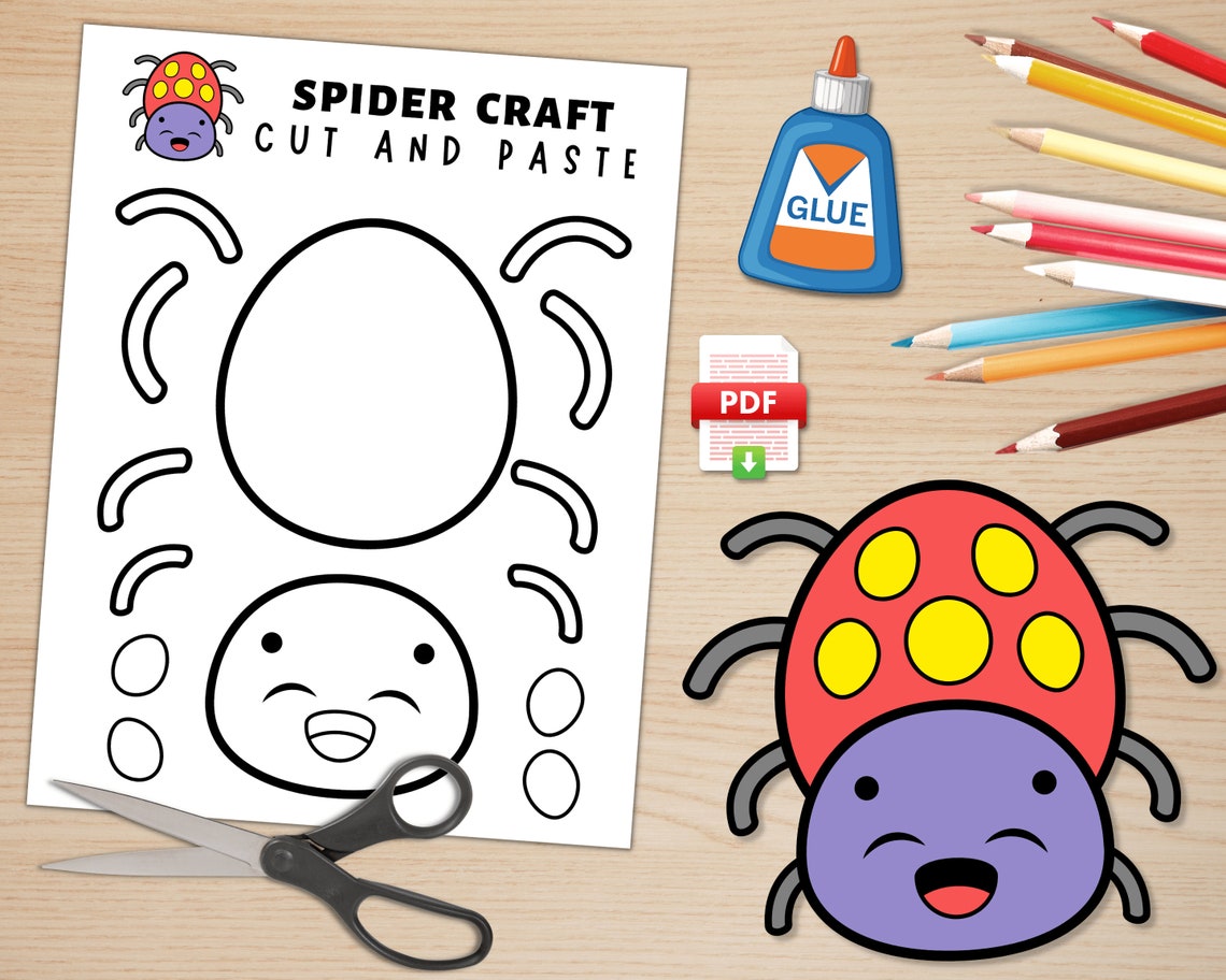 Printable Spider Craft Halloween Craft Kids Cut & Paste Activity Indoor ...