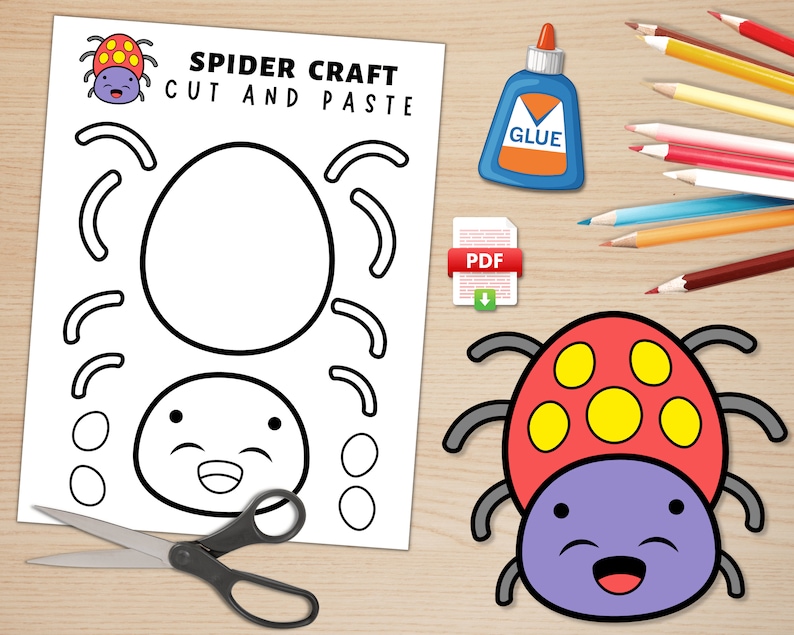 Printable Spider Craft | Halloween Craft | Kids Cut & Paste Activity ...