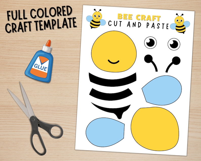 Bee Craft Printable Template | Spring Activities | Bee Coloring Page ...