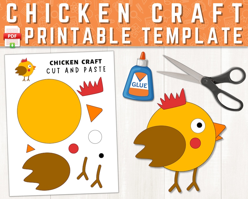 Printable Chicken Craft Template | Farm Animal Craft Activity | Chicken ...