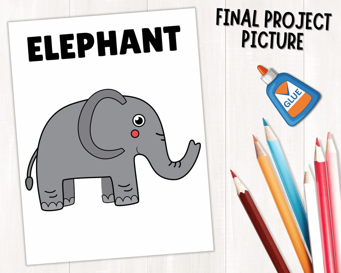 Elephant Craft Template | Printable Elephant Craftivity | Color, Cut ...
