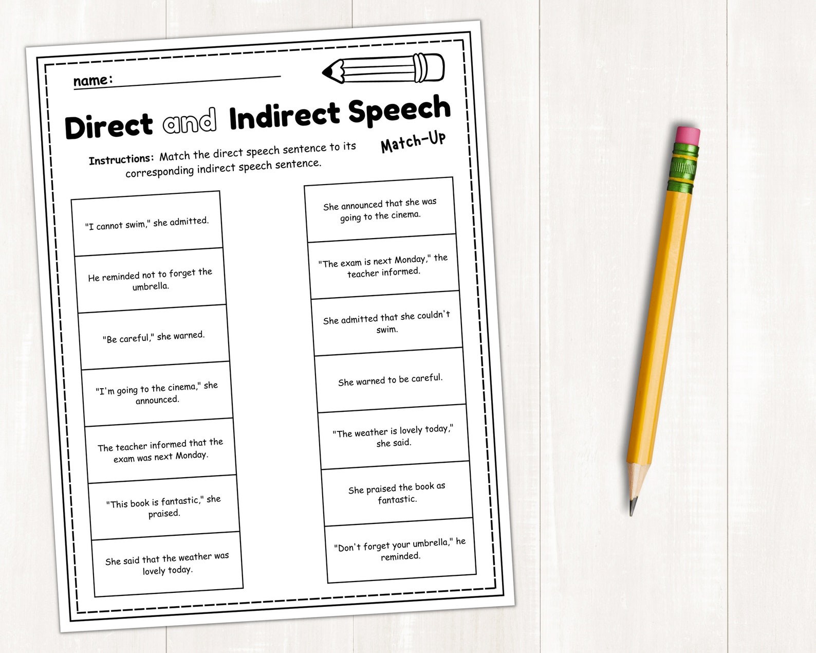 Direct and Indirect Speech Worksheets | Reported Speech | Identifying ...