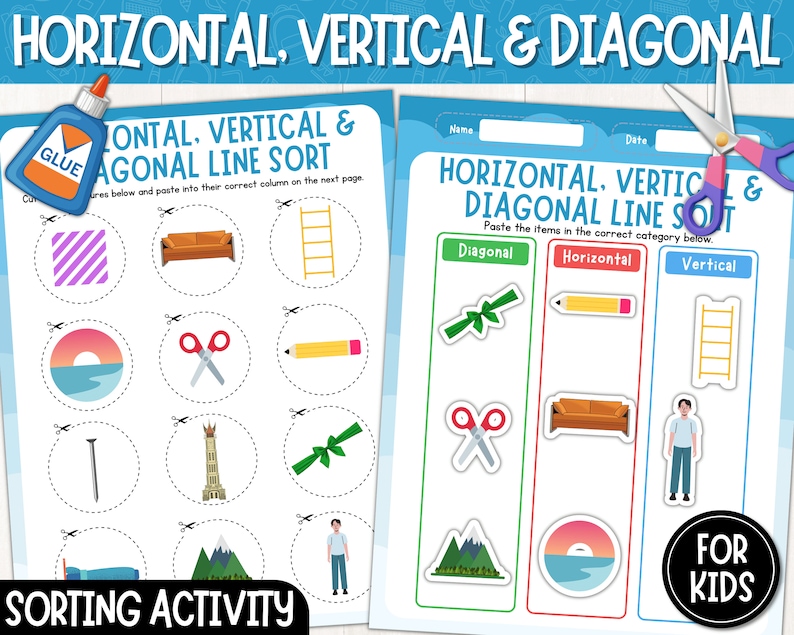 Line Orientation Activity Sort Horizontal, Vertical, and Diagonal Line ...