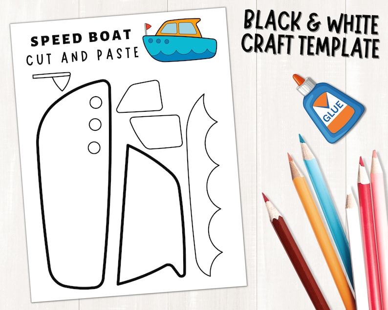 Printable Speedboat Craft Template | Transportation Craft | Color, Cut ...