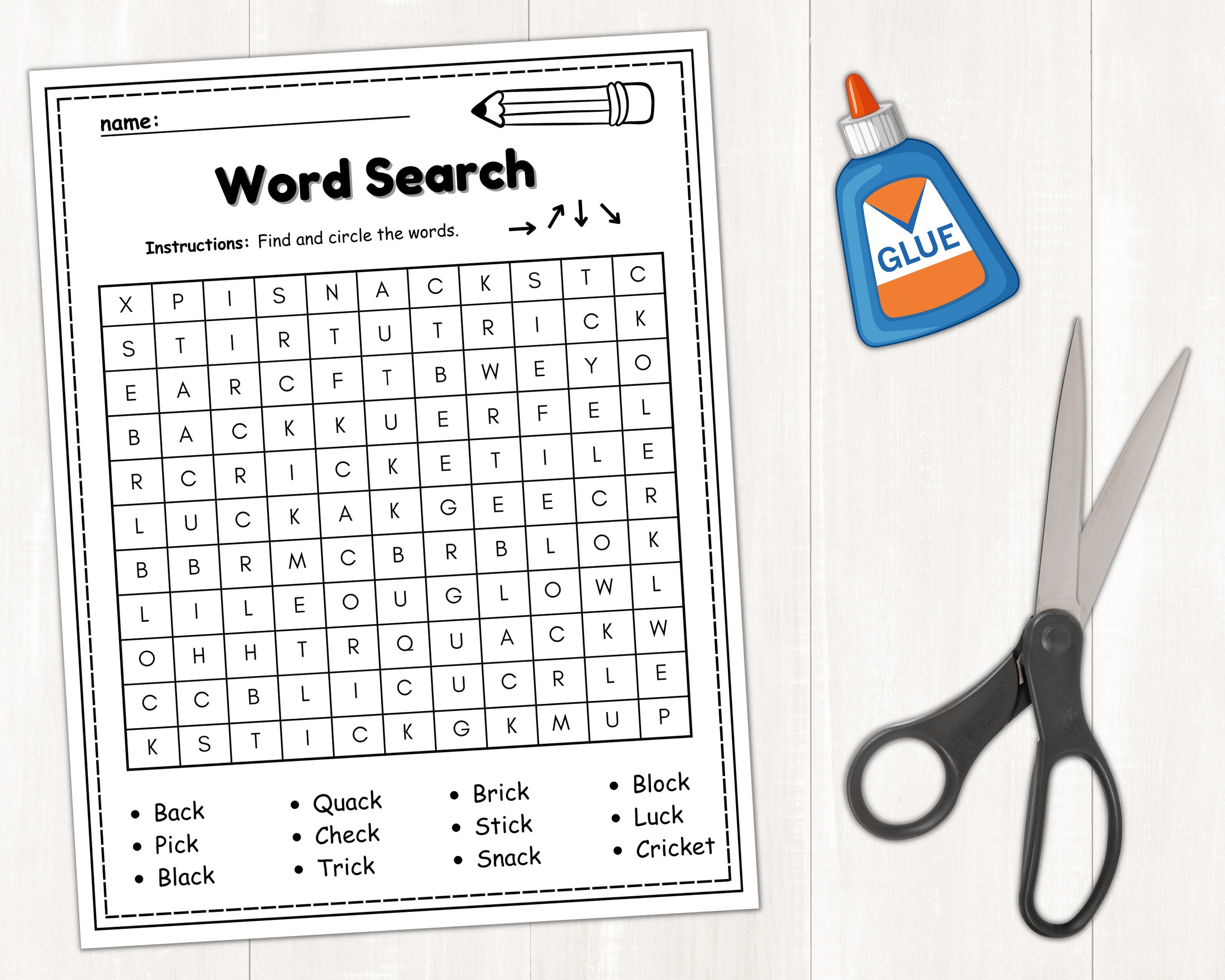 Words Ending in CK Worksheets & Activities Tracing Matching Cut and ...