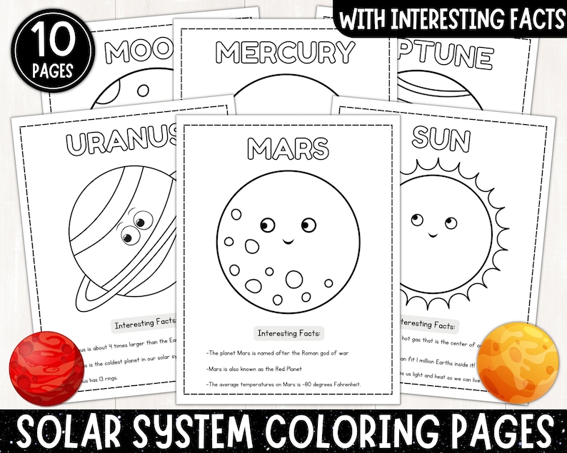 Páginas para colorear imprimibles del Sistema Solar / Datos ...