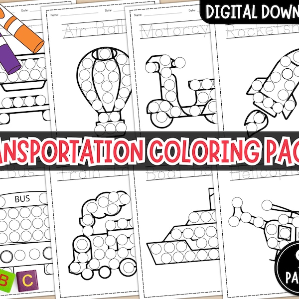 Transportation Do a Dot Printables | Vehicles Dot Markers | Tracing ...