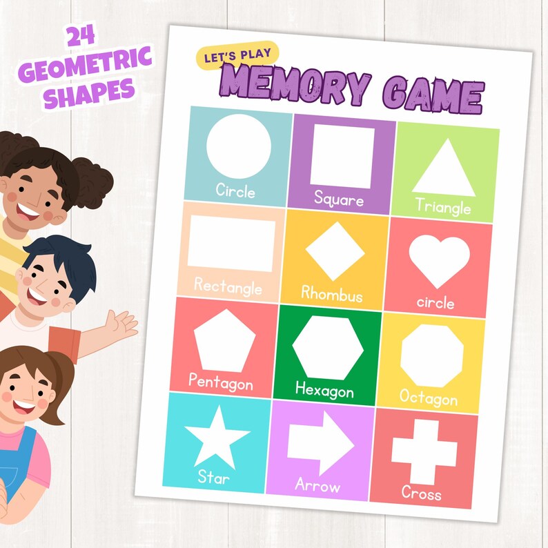 2D and 3D Shapes Memory Game for Kids | 2D Shape Matching Cards ...