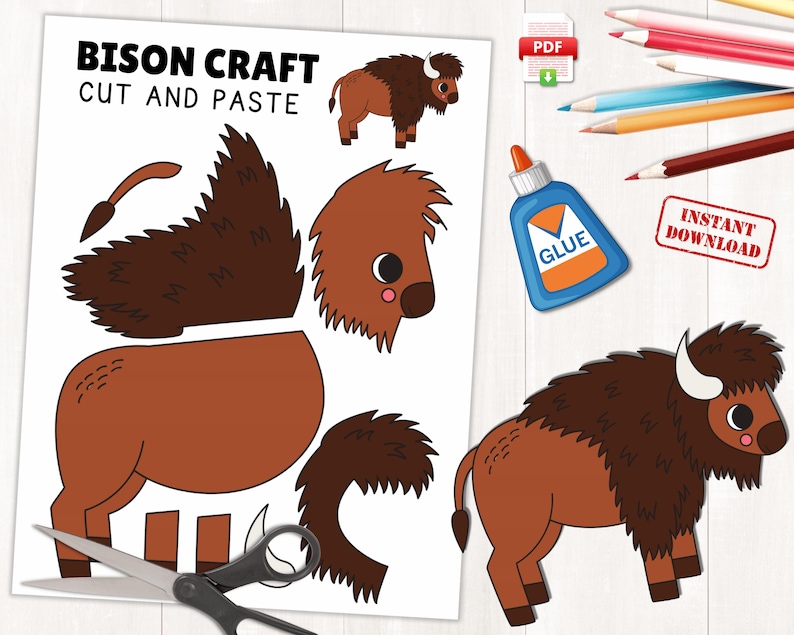 Bison Craft Printable Template | Native American Craft Activity ...