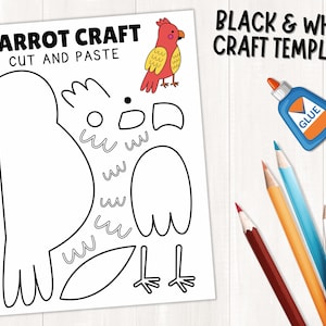 Printable Parrot Craft for Kids | Rainforest Bird Activity | Cut and Paste | Parrot Coloring ...