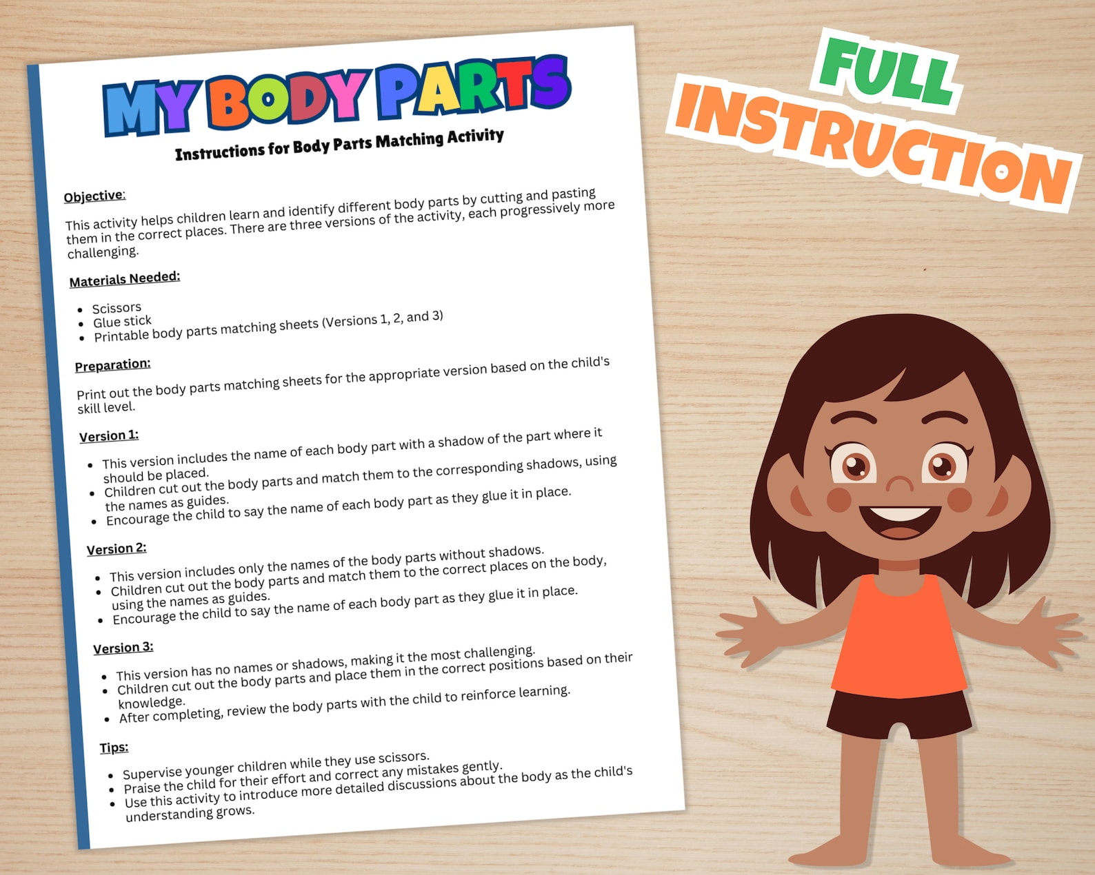 Body Parts Matching Activity | Preschool Activity | Parts of the Body ...