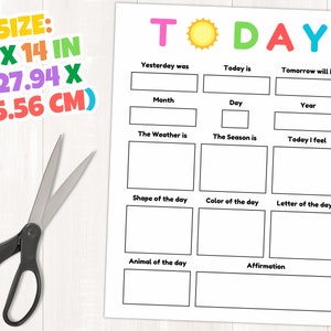 Printable Morning Board I Kids Daily Calendar I All About Today I ...