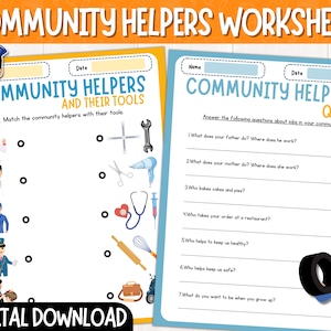 Community Helpers Activities & Worksheets | Jobs and Tools Matching ...