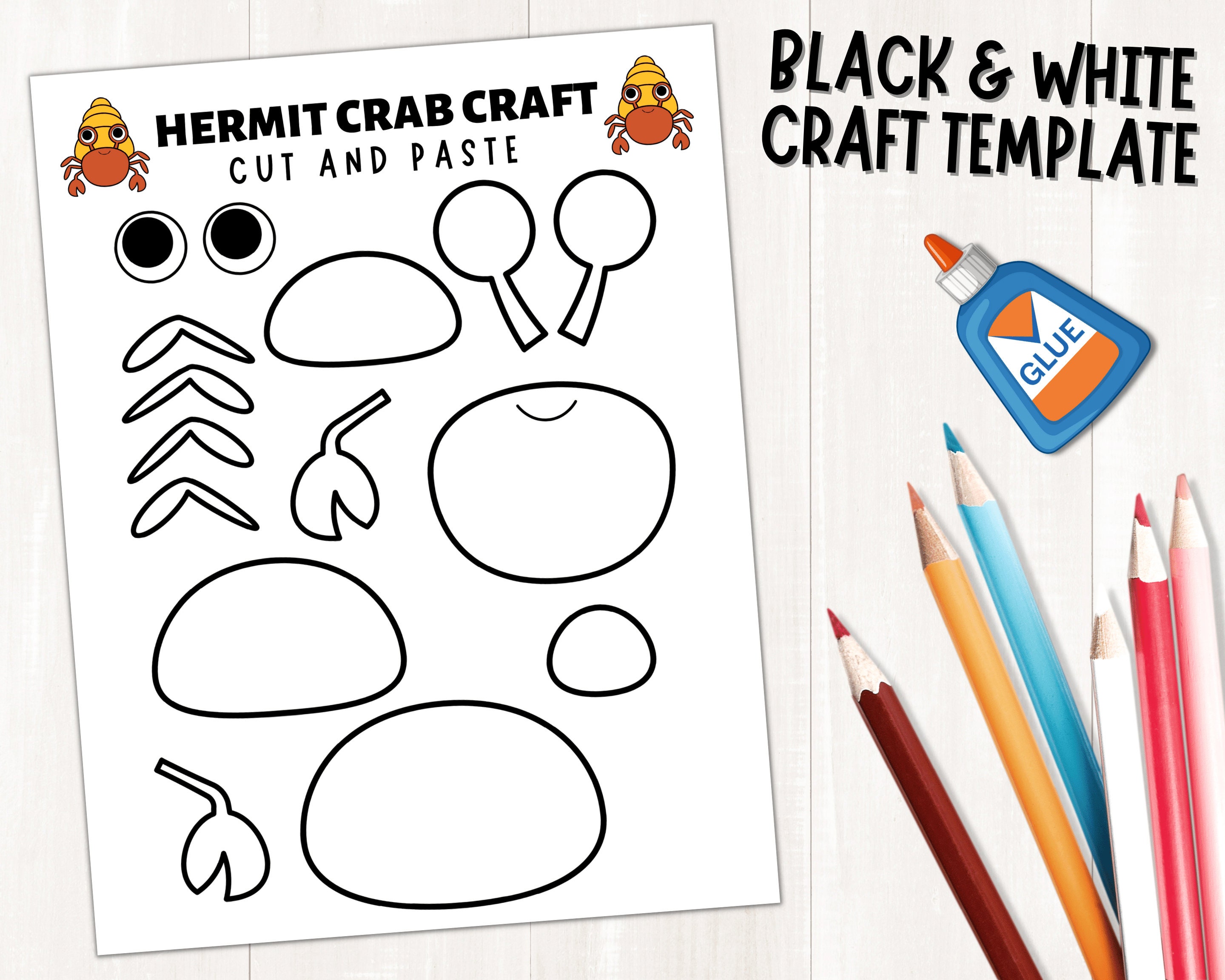 Hermit Crab Craft Sea Life Activity Ocean Animals Craft Cut & Paste ...