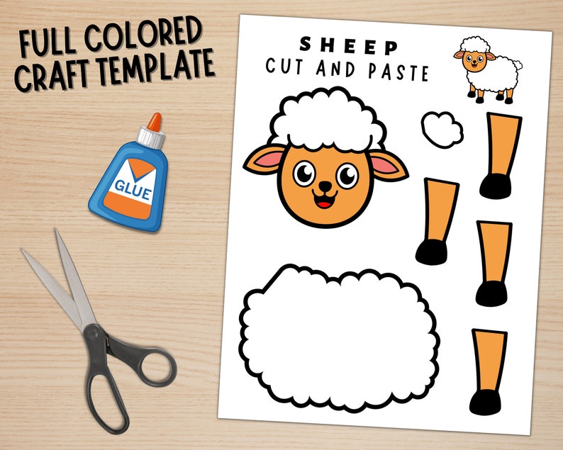 Printable Paper Sheep Craft Template for Kids | Farm Animal Crafts ...