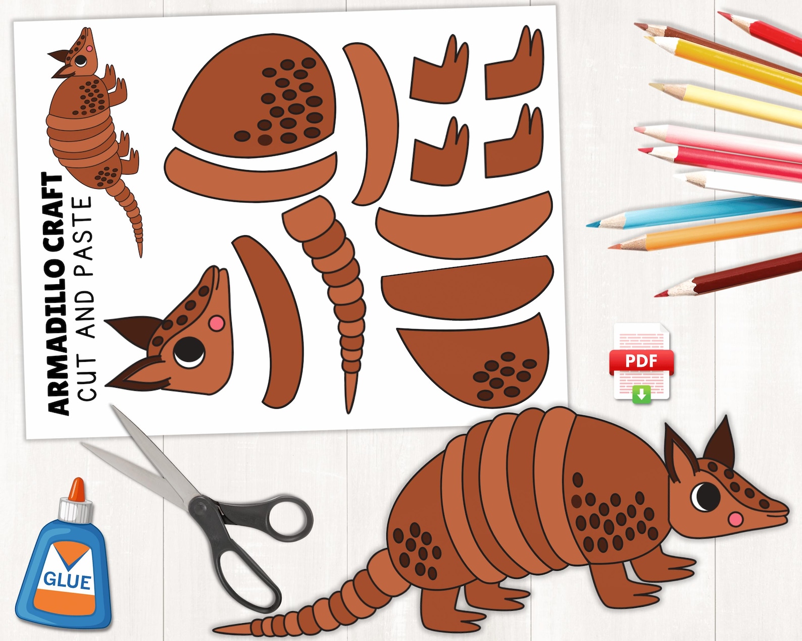 Printable Armadillo Craft for Kids | Build an Armadillo | Summer ...
