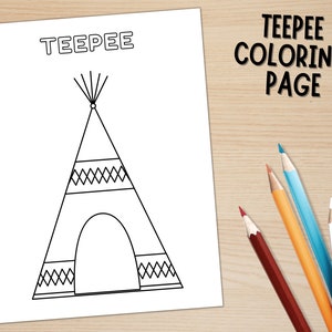 Printable Teepee Craft Native American Day Craft Activity Thanksgiving ...