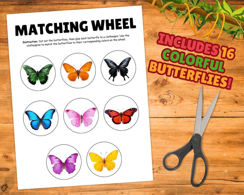 Butterfly Color Matching Wheel Activity | Butterfly Color Game | Spring ...