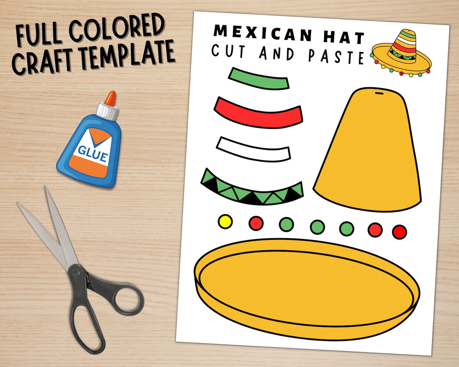 Printable Sombrero Hat Craft | Hispanic Heritage Month Craft | Cinco De ...