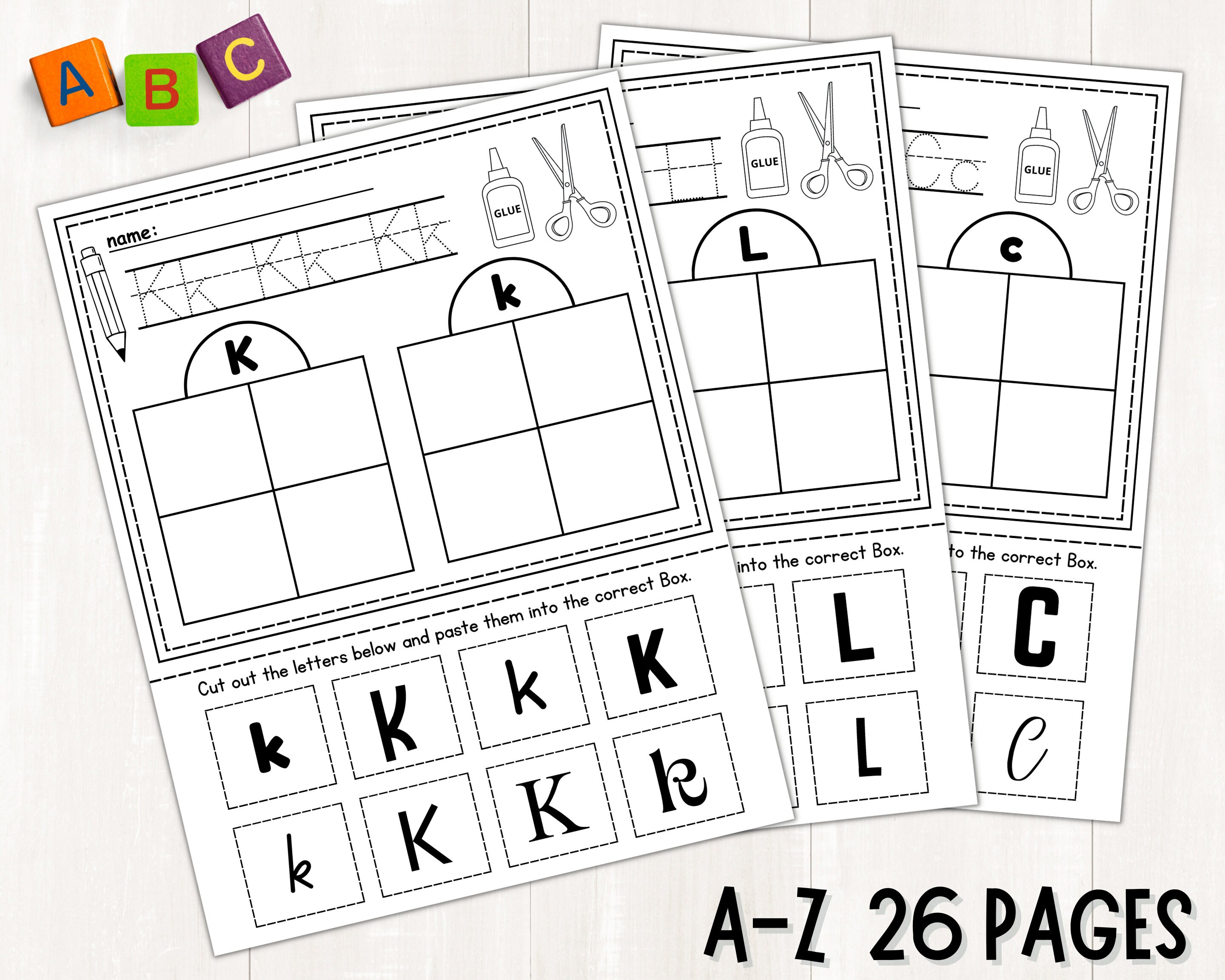Alphabet Letter Sort Worksheets | Lowercase and Uppercase Letters ...