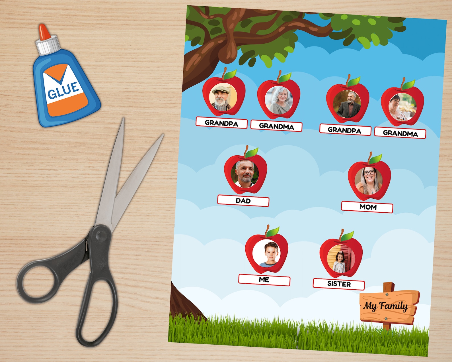 Printable Family Tree Worksheet, Family Tree Template Cut and Paste ...