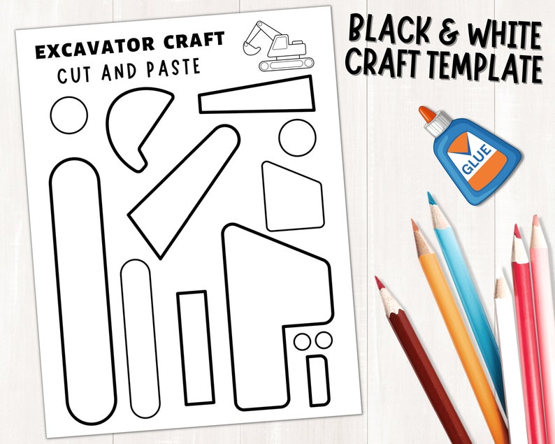 Excavator Craft for Kids | Printable Template | Construction Vehicle ...