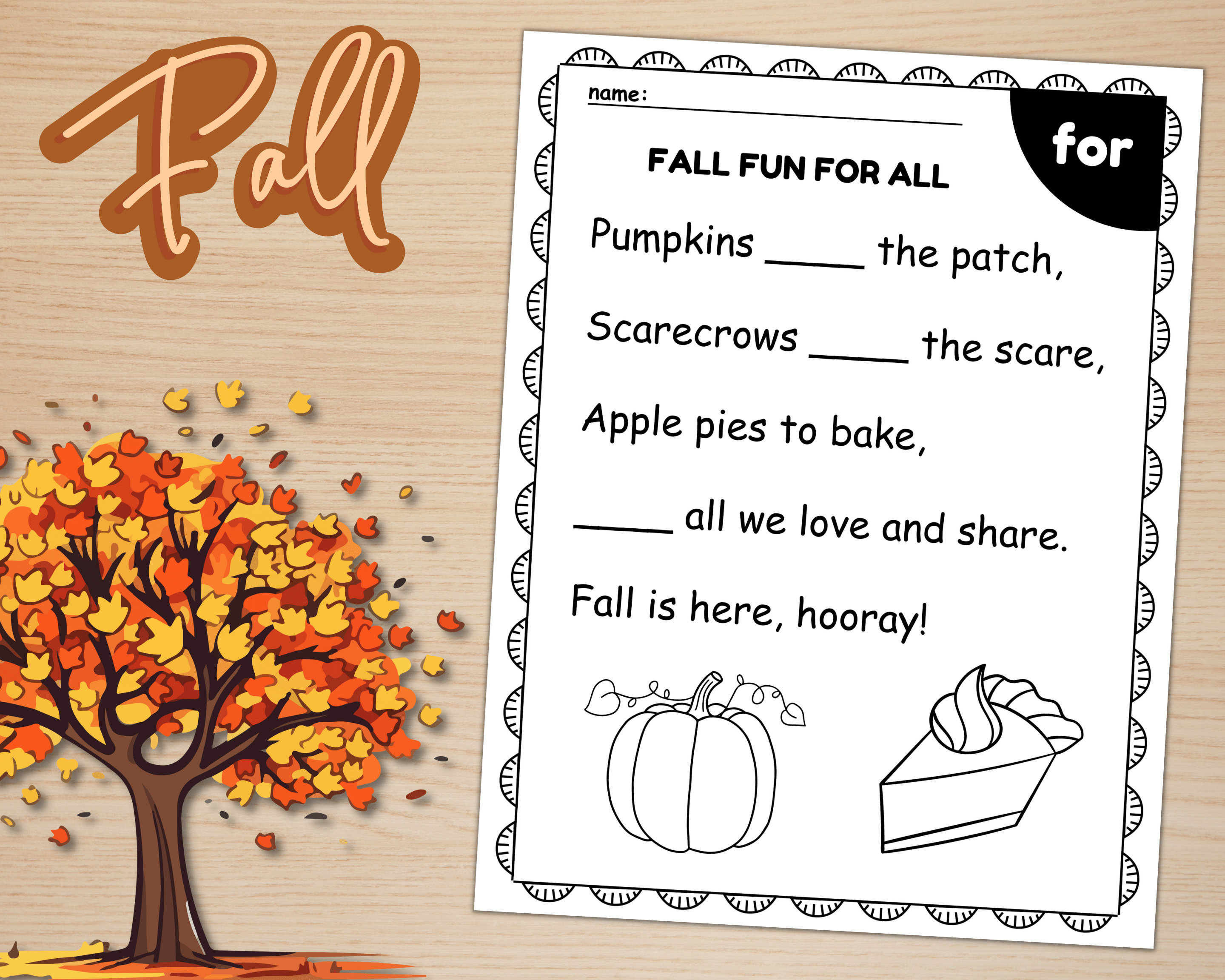 Fall Sight Word Poems Sight Word Worksheets Fall Songs - Etsy