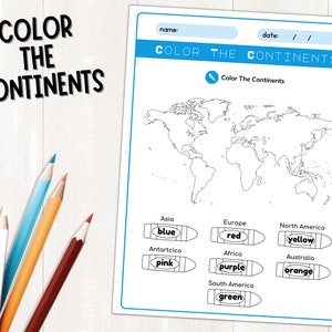 Continents of the World Worksheets for Kids | Continents Labeling ...