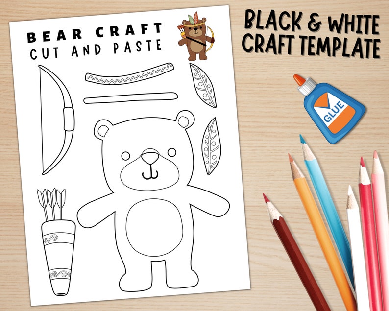 Printable Native American Craft | Bear Craft Template | Native American ...