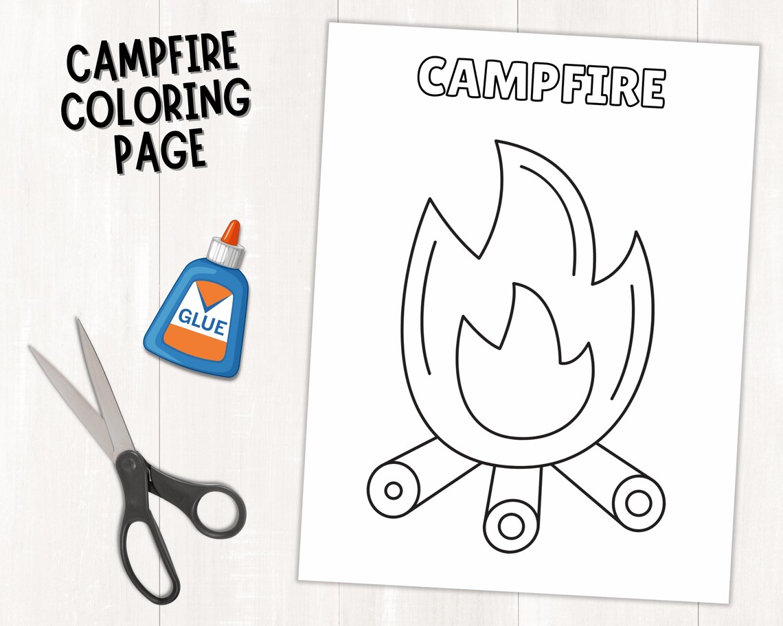 Printable Campfire Craft for Kids | Camping Theme PDF Activity Prek–3rd ...