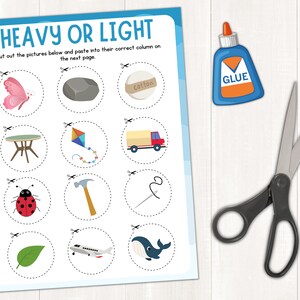 Heavy and Light Sorting Activity Worksheets | Sort by Weight Printable ...