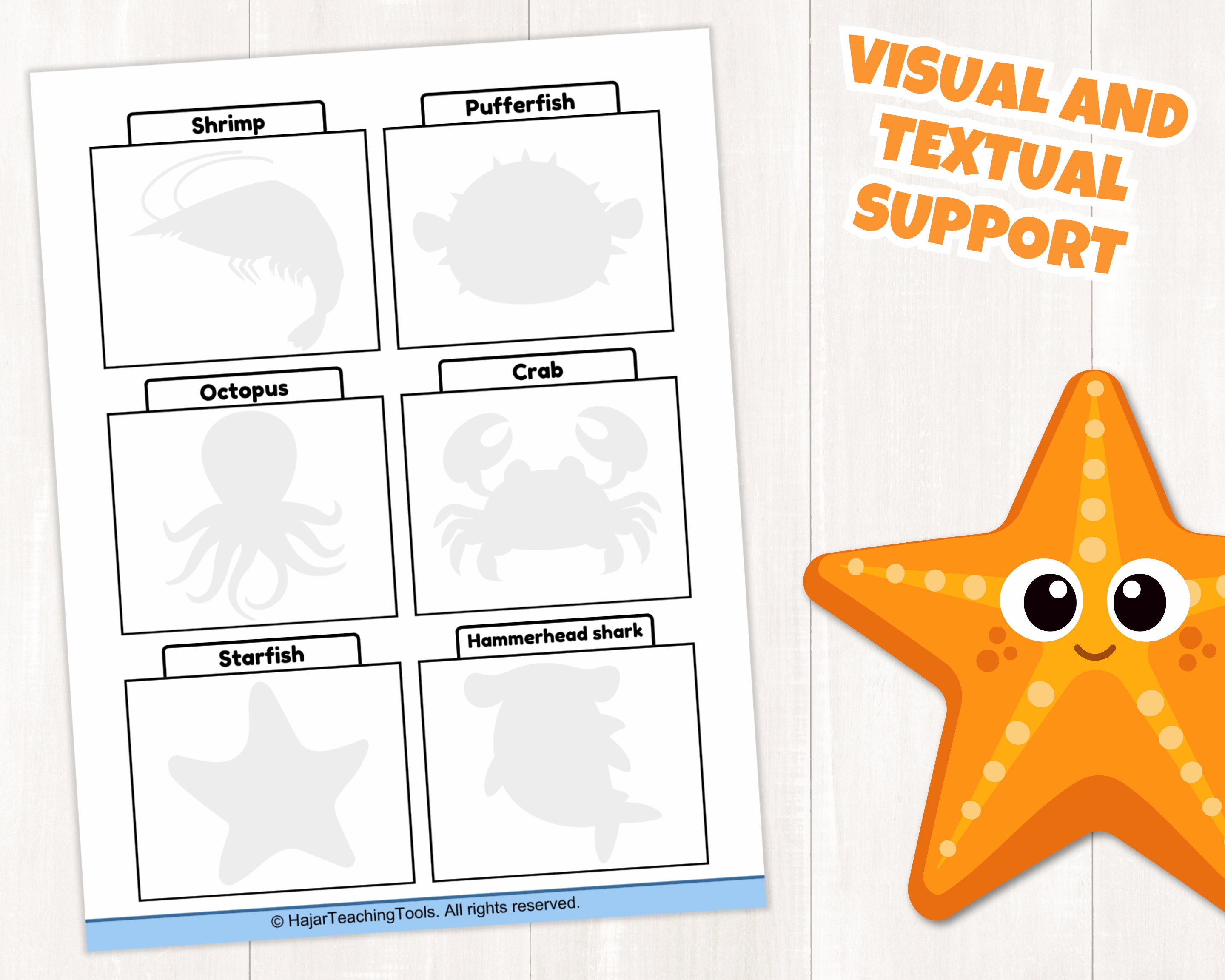 Sea Animal Halves Picture Matching Game | Printable | Autism | Match ...