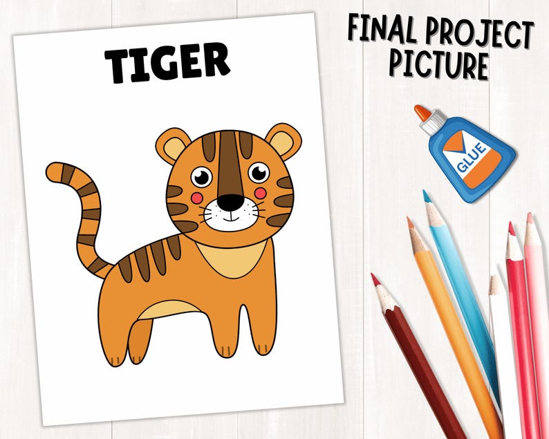 Tiger Craft Template | Printable Paper Tiger Craft | Color, Cut, and ...