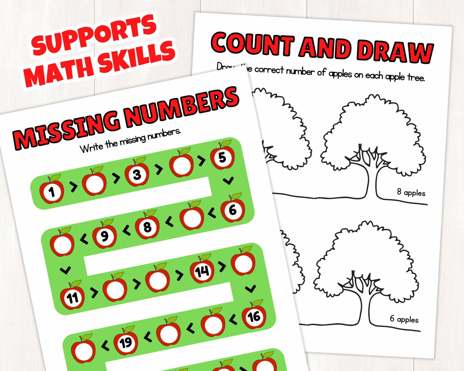Printable Apple Activity Pack for Kids | Apple Fall Worksheets | Apple ...