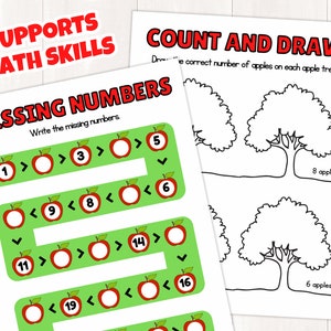 Printable Apple Activity Pack for Kids | Apple Fall Worksheets | Apple ...