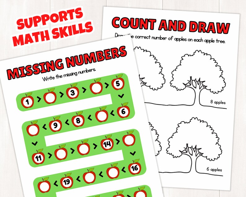 Printable Apple Activity Pack for Kids | Apple Fall Worksheets | Apple ...
