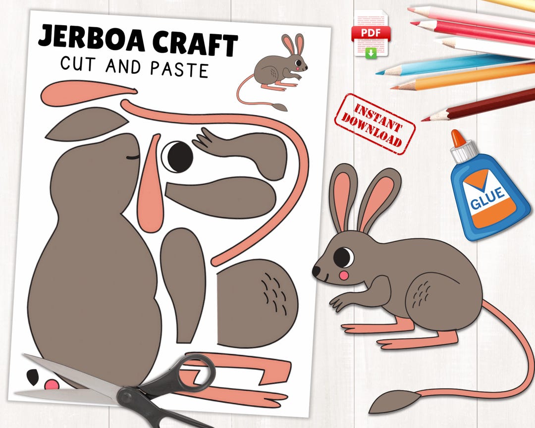 Jerboa Craft: Desert Animal Cut & Paste Activity (PDF Download) - Etsy